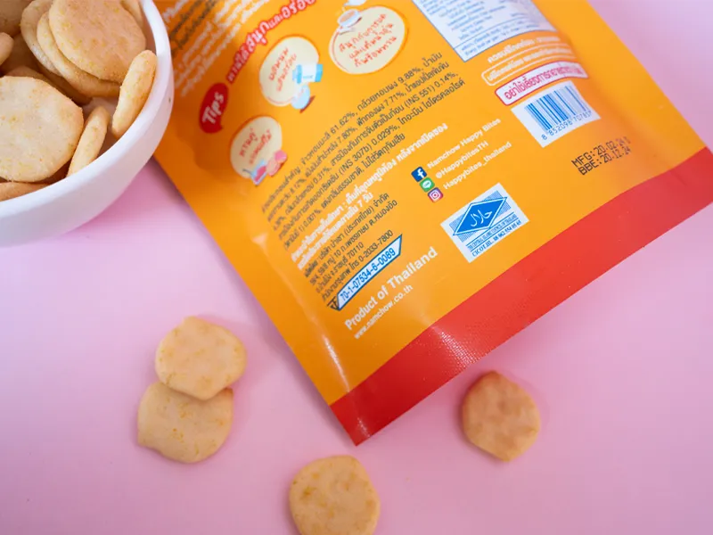 Happy Bites Munchies ขนมข้าวหอมมะลิอบกรอบรูปกระดุม หยิบง่าย ประโยชน์เยอะ