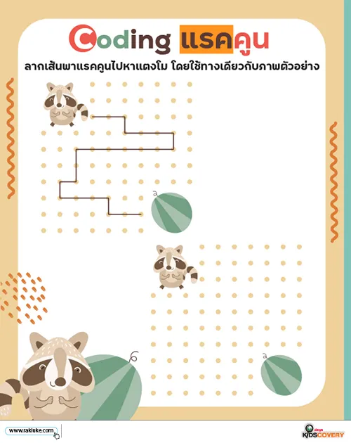 Learning Game - เกม Coding แรคคูน - ดาวน์โหลดฟรี Learning Sheet