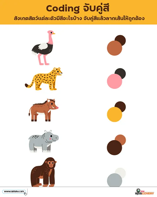 Learning Game - เกม Coding จับคู่สี 2 - ดาวน์โหลดฟรี Learning Sheet